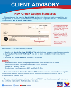 New Check Design Standards - Development Bank of the Philippines
