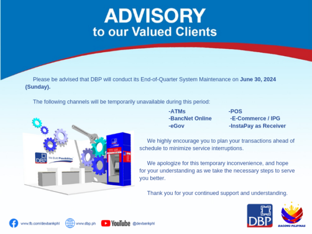 Advisory on End-of-Quarter System Maintenance on June 30, 2024 ...