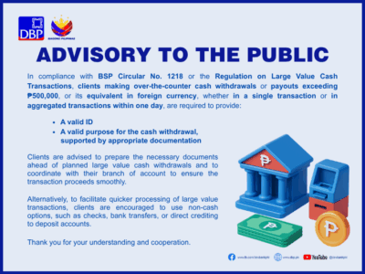 Advisory to the Public - Regulation on Large Value Cash Transactions ...